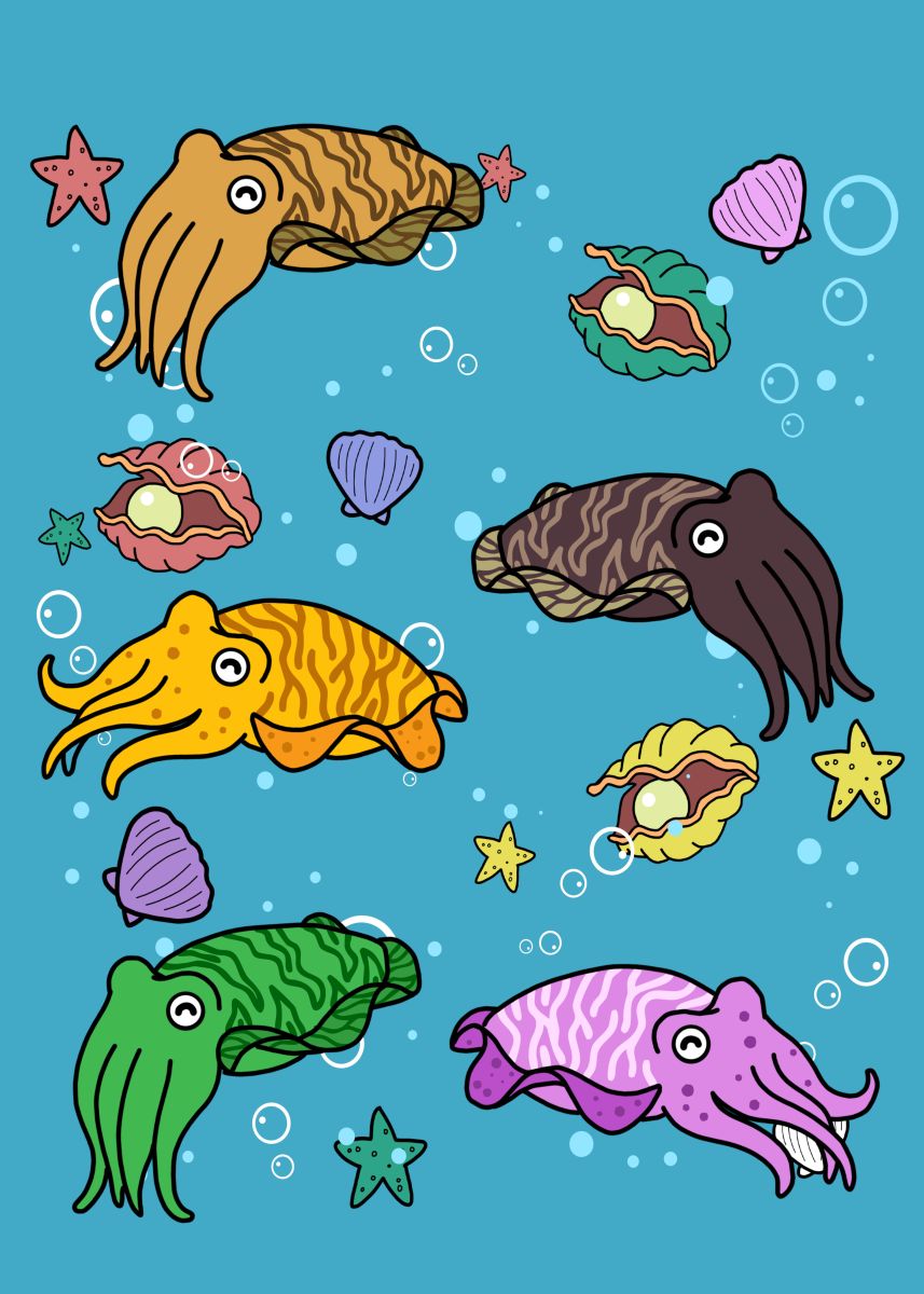 'Octopus Ocean Cuttlefish' Poster by PangolinArts | Displate