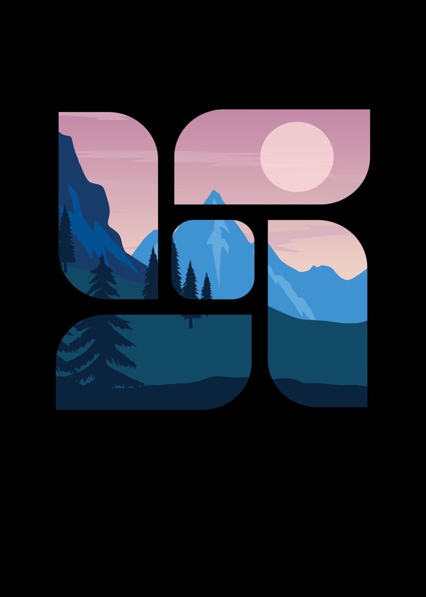 'Mountain Geometry Shape' Poster, picture, metal print, paint by Mooon ...