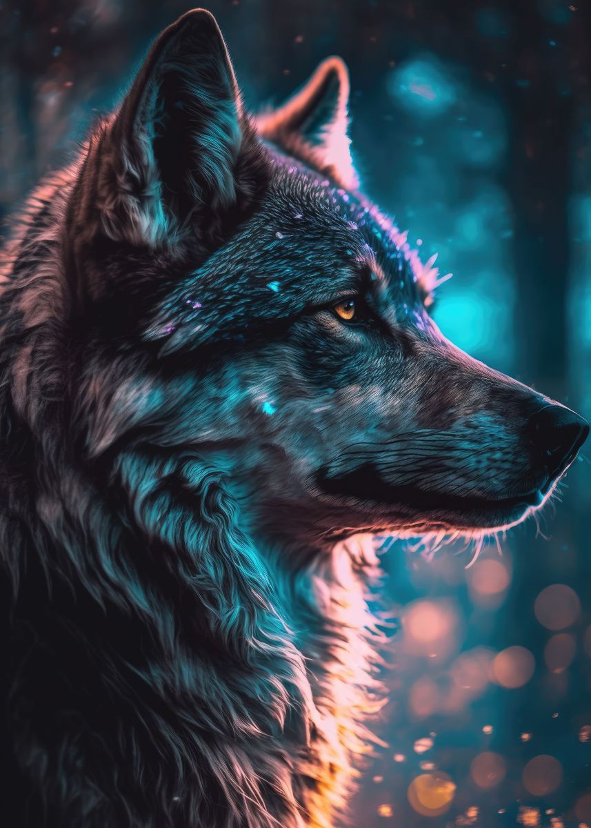 'Colorful Wolf' Poster, picture, metal print, paint by Michael Mattler ...