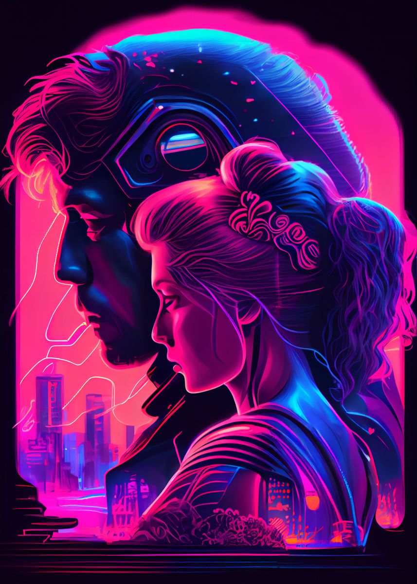'Synthwave couple' Poster, picture, metal print, paint by Bofferding ...