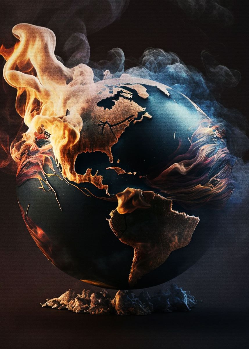 'Wildfire smoke world' Poster, picture, metal print, paint by Muh Asdar ...