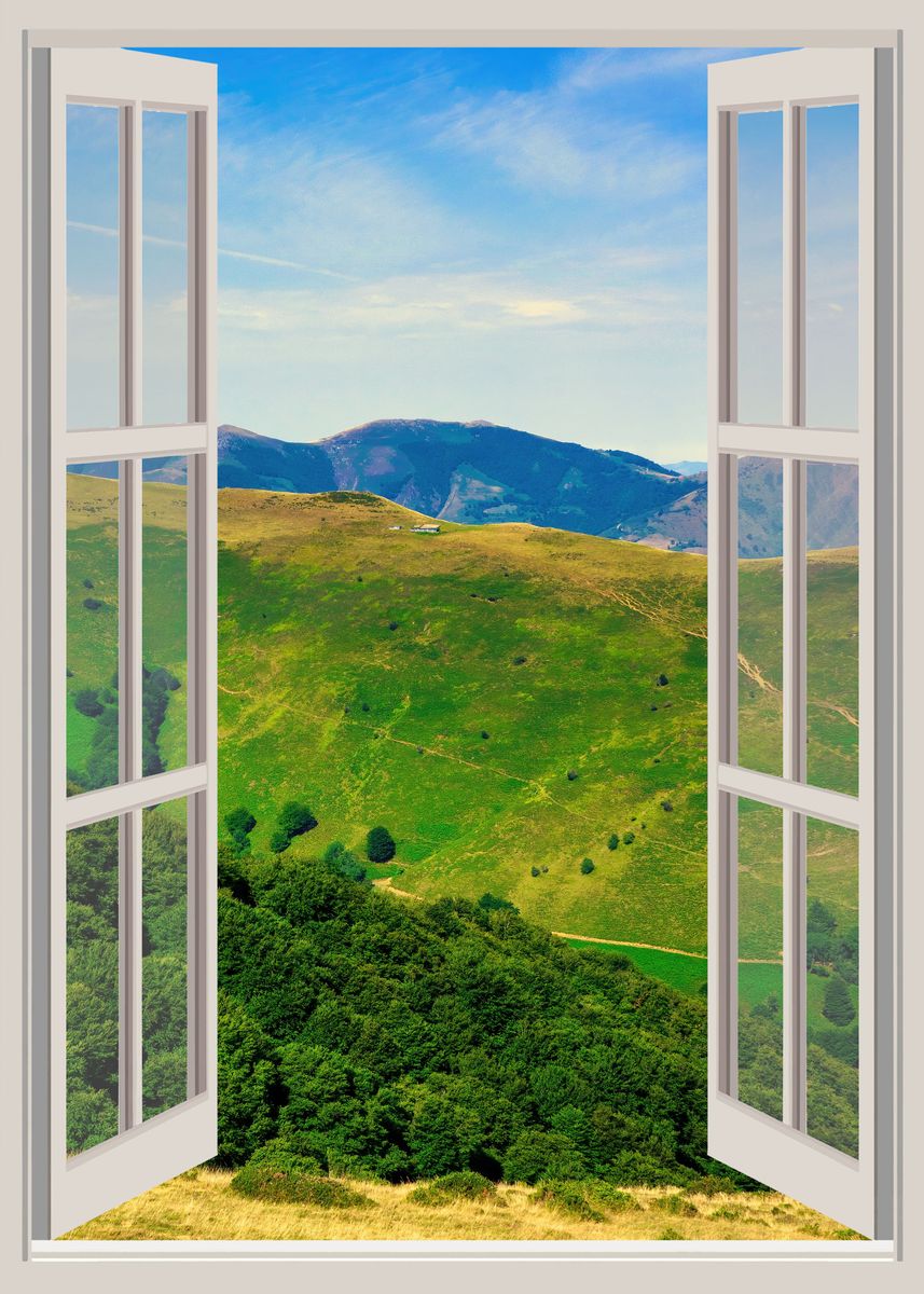 'Window view mountains' Poster, picture, metal print, paint by Vicen ...