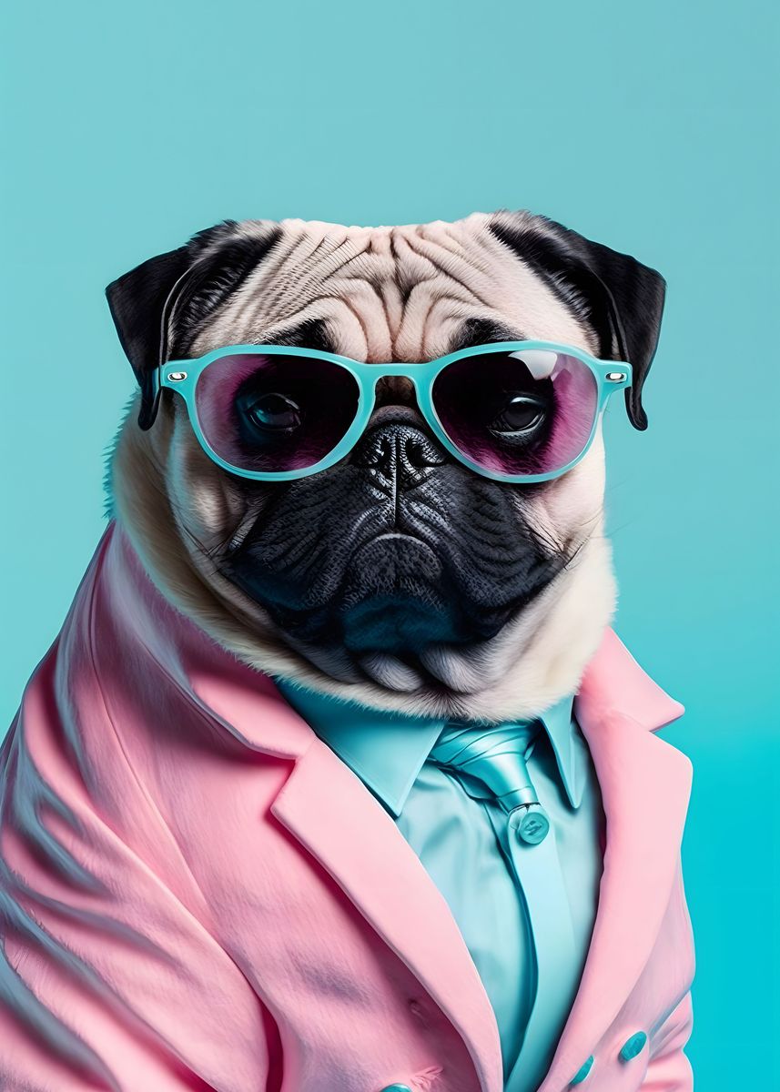 'Cool Pug' Poster, picture, metal print, paint by David Godbehere ...