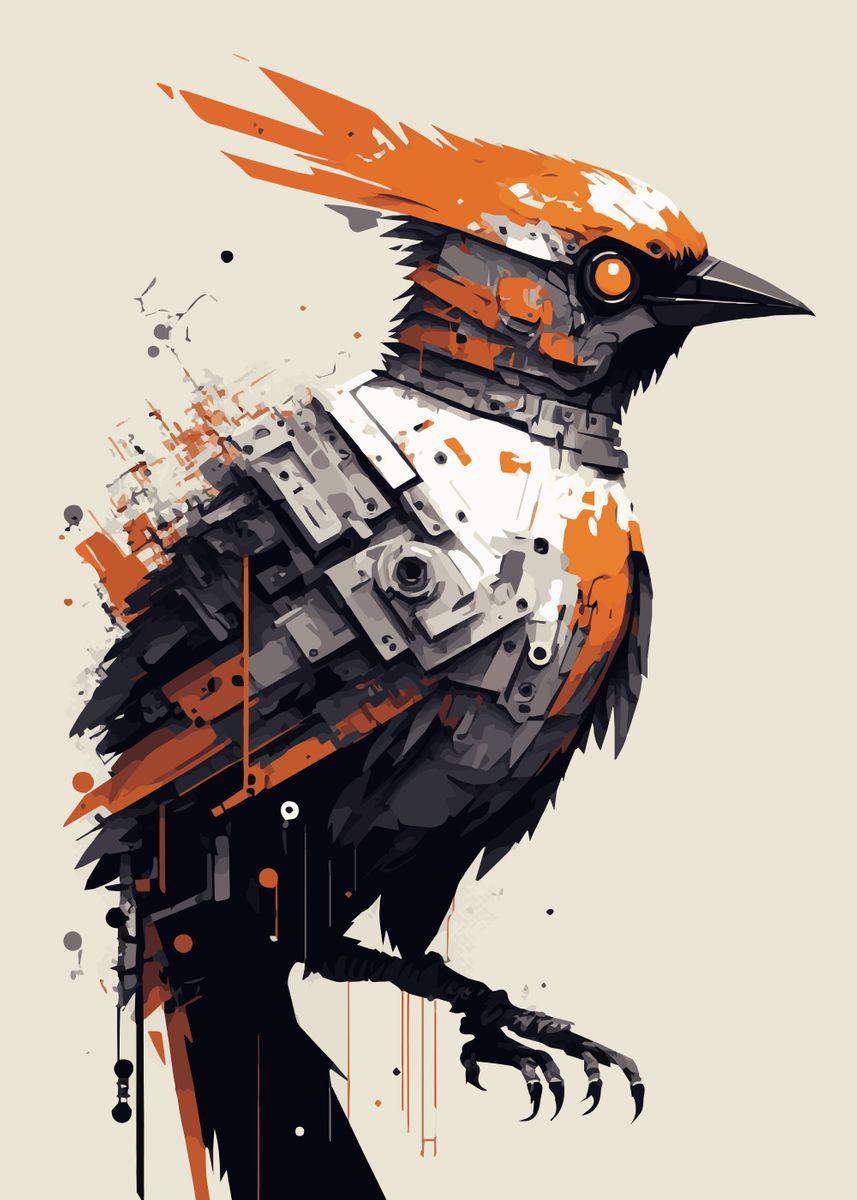'Cyber Bird Animal' Poster, picture, metal print, paint by NikoB | Displate