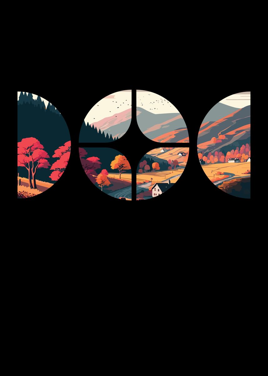 'Mountain Circle Geometry' Poster, picture, metal print, paint by Mooon ...