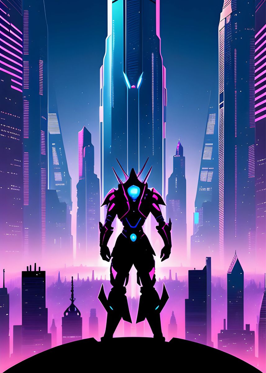 'Cyberpunk Mech City' Poster, picture, metal print, paint by SABSLABS ...