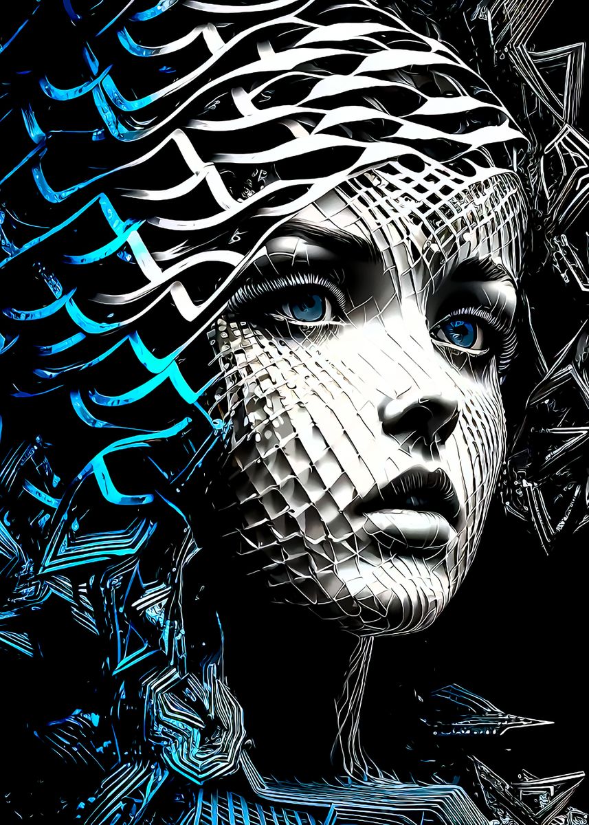 'Girl Face' Poster, picture, metal print, paint by Dao Thuan | Displate