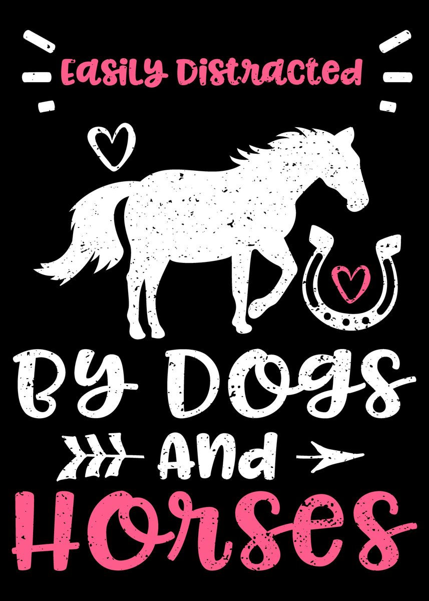 'Easily Distracted By Dogs ' Poster, picture, metal print, paint by ...