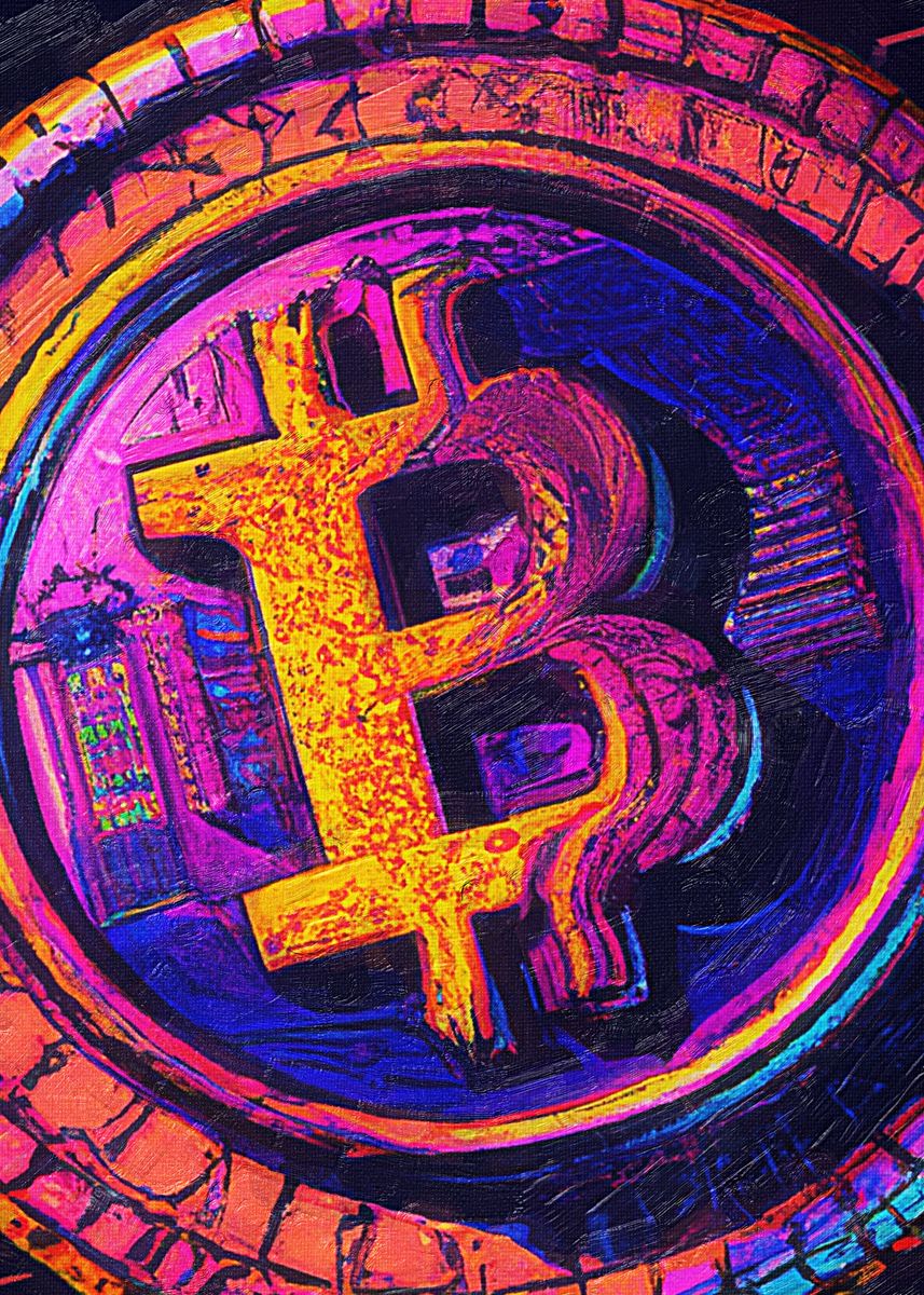 'Bitcoin btc 8 bit sign' Poster, picture, metal print, paint by Pop ...