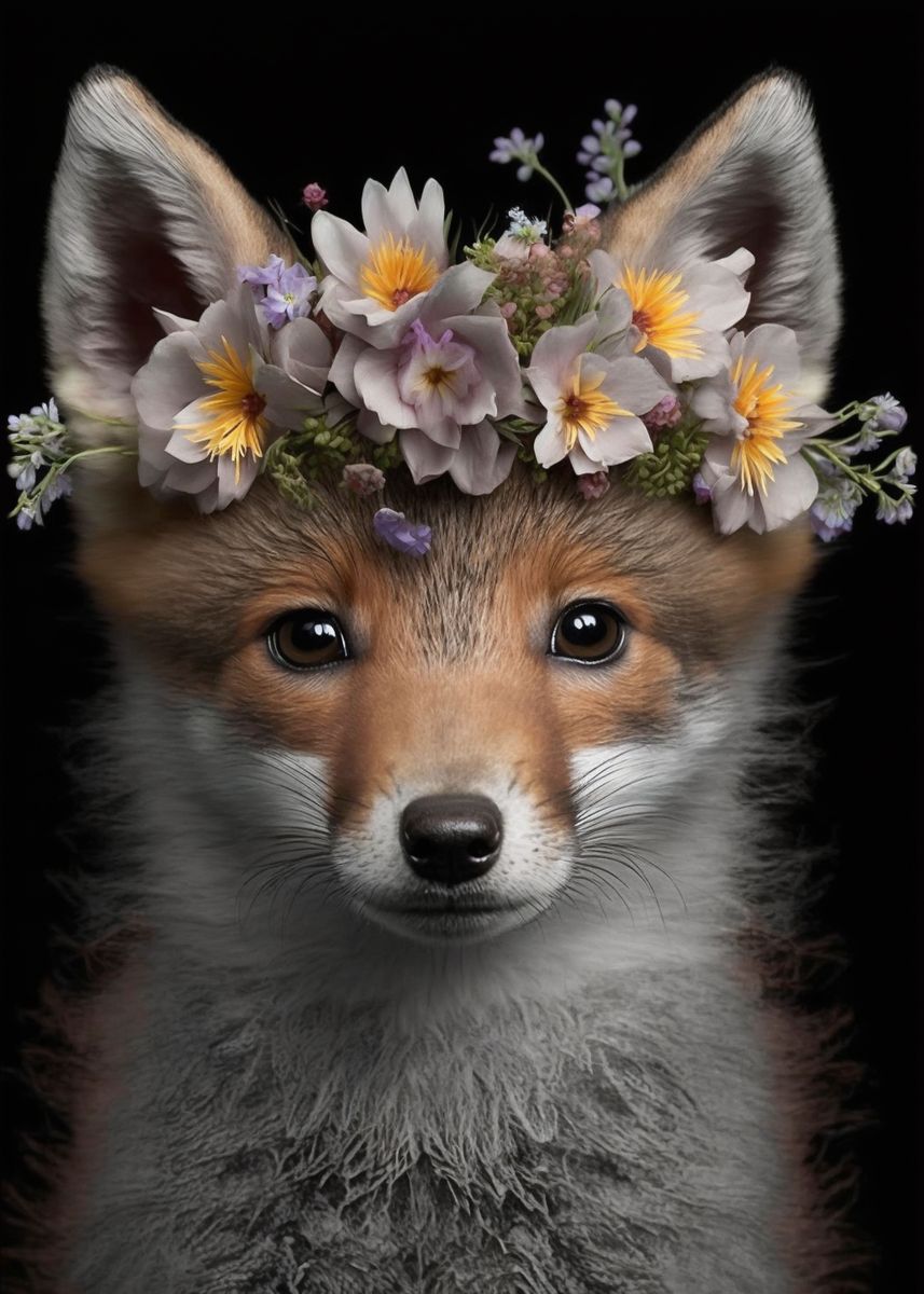 'cute baby fox' Poster, picture, metal print, paint by mk studio | Displate