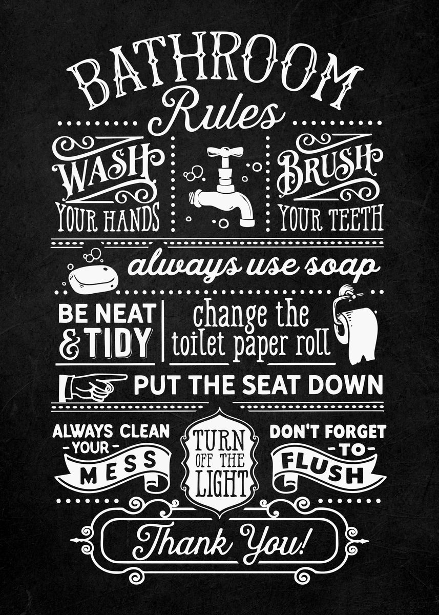 'Bathroom Rules' Poster by Wall Art | Displate