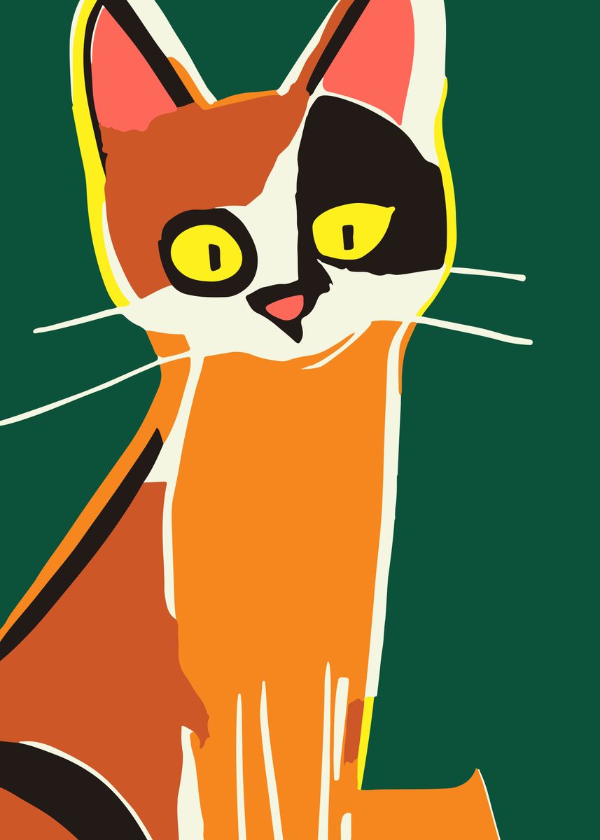 'Calico Cat Portrait' Poster, picture, metal print, paint by ...