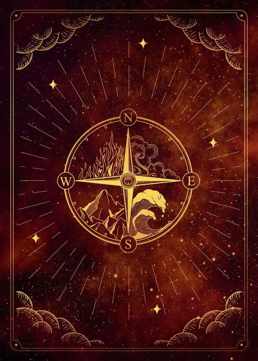 'Tarot Elementary compass' Poster, picture, metal print, paint by ...