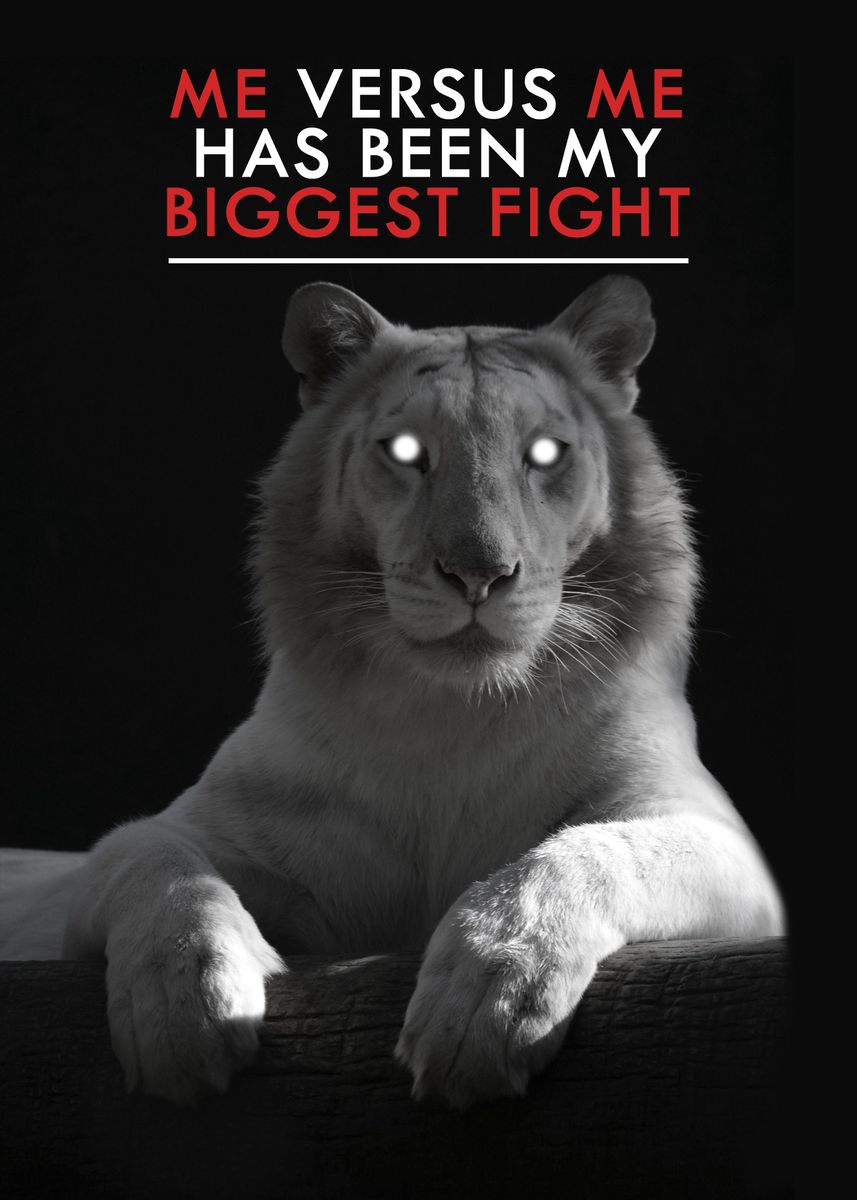 'Me versus me' Poster, picture, metal print, paint by Van Zelman | Displate