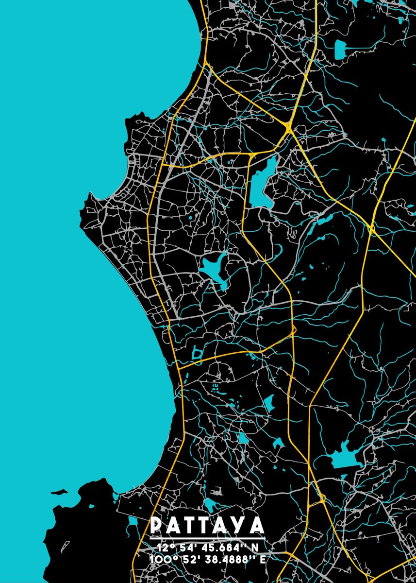 'Pattaya Bang Lamung ' Poster, picture, metal print, paint by Clayborne ...