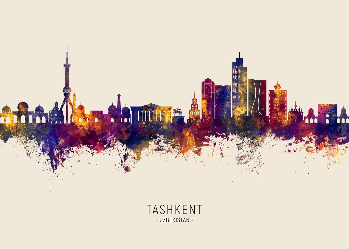 'Tashkent Skyline' Poster by Michael Tompsett | Displate