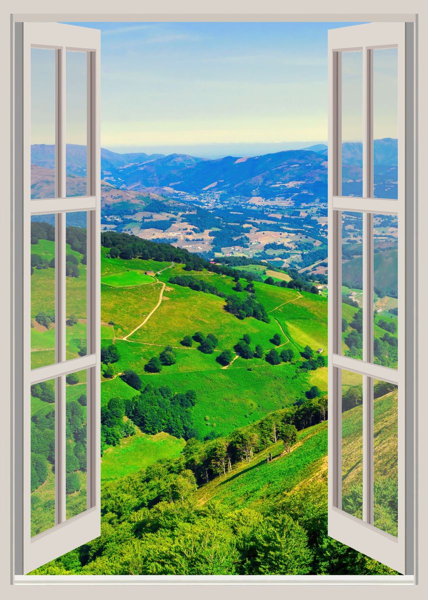 'Window view mountains' Poster, picture, metal print, paint by Vicen ...
