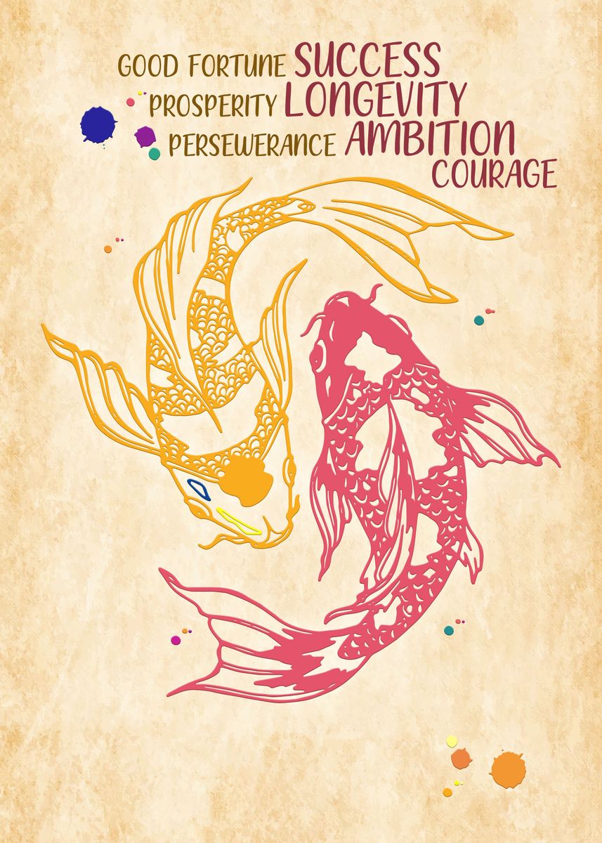 'Koi Fish' Poster, picture, metal print, paint by Urrutia German | Displate