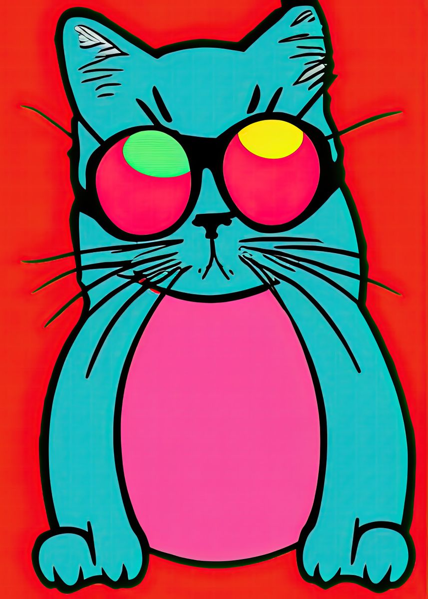 'Pop Art Cat 11' Poster, picture, metal print, paint by David Crosby ...