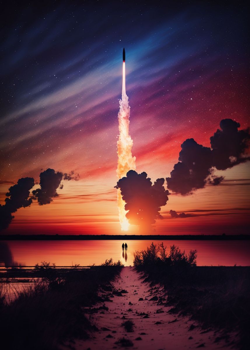 'Rocket launch' Poster, picture, metal print, paint by Alva Coletti ...