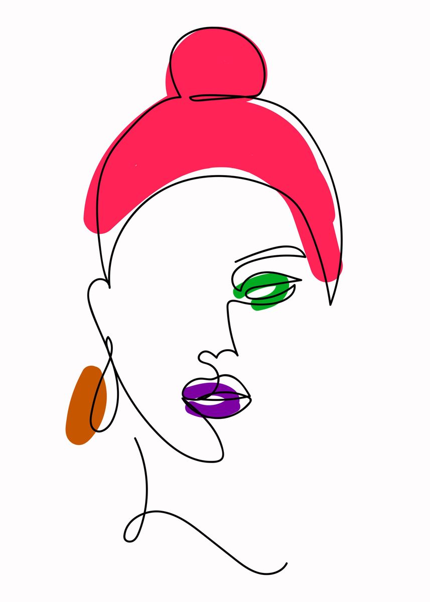 'One Line Art Woman' Poster, picture, metal print, paint by Color My ...