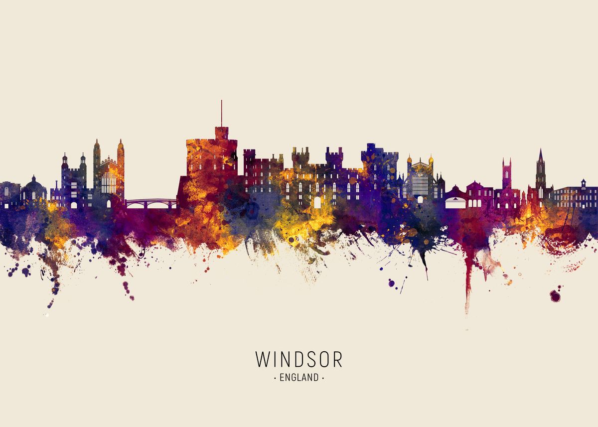 'Windsor Skyline England' Poster by Michael Tompsett | Displate