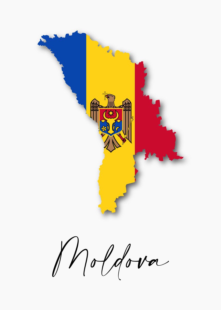 'Moldova Country Map Flag' Poster, picture, metal print, paint by ...
