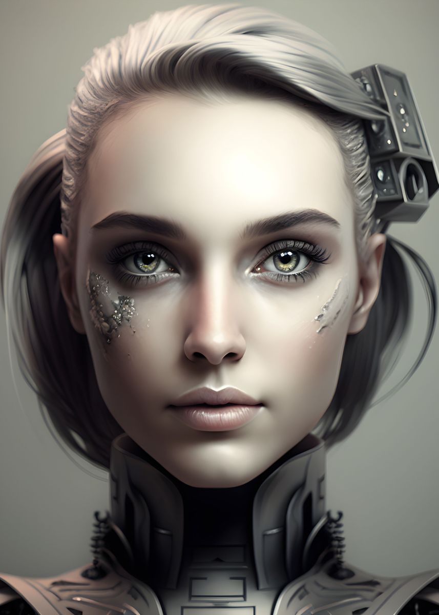 'Portrait Female Robot' Poster, picture, metal print, paint by Jai ...