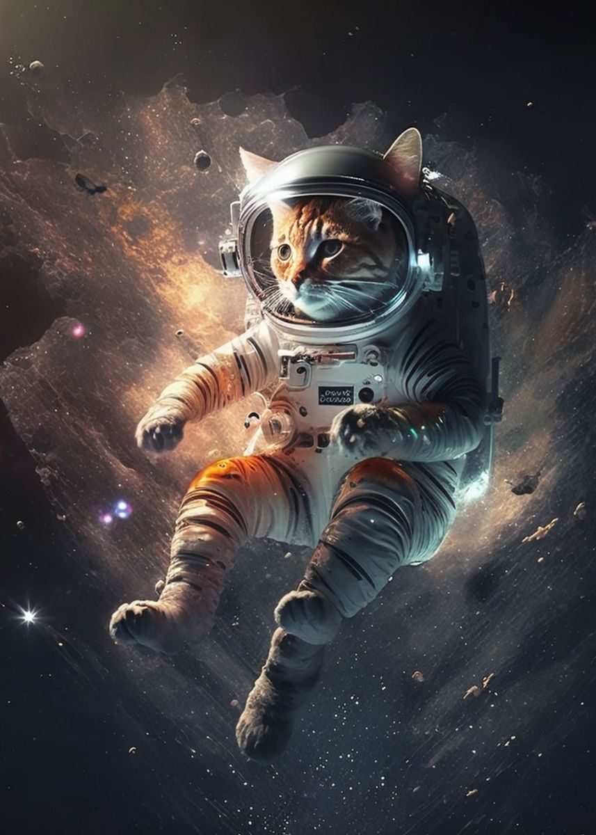 'cute cat galaxy' Poster, picture, metal print, paint by Gilar ...