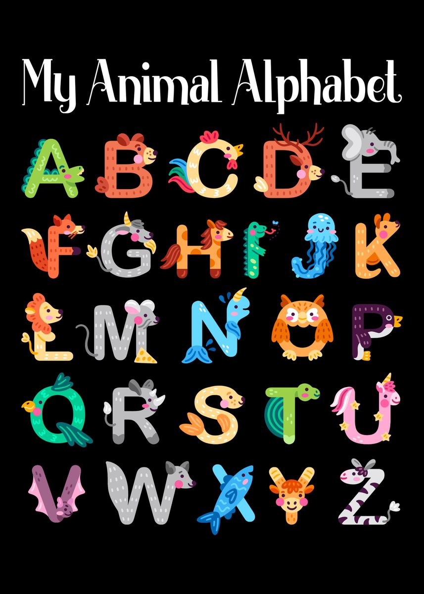'Animals Alphabet Learning' Poster, picture, metal print, paint by ...