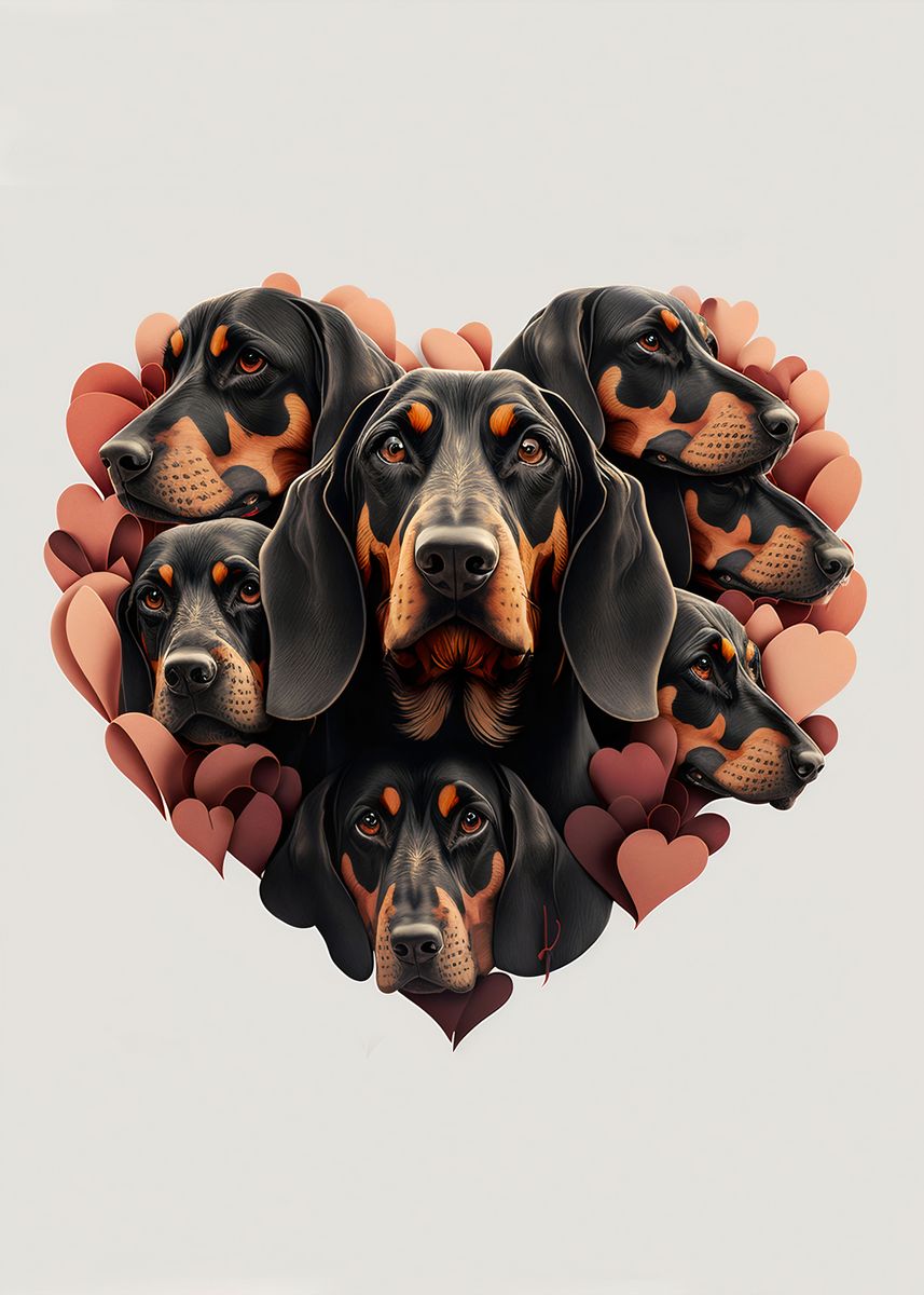 'Black and Tan Coonhound' Poster, picture, metal print, paint by ...