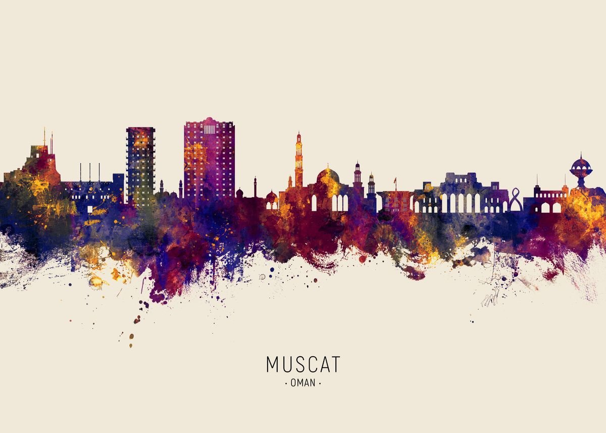 'Muscat Skyline Oman' Poster by Michael Tompsett | Displate