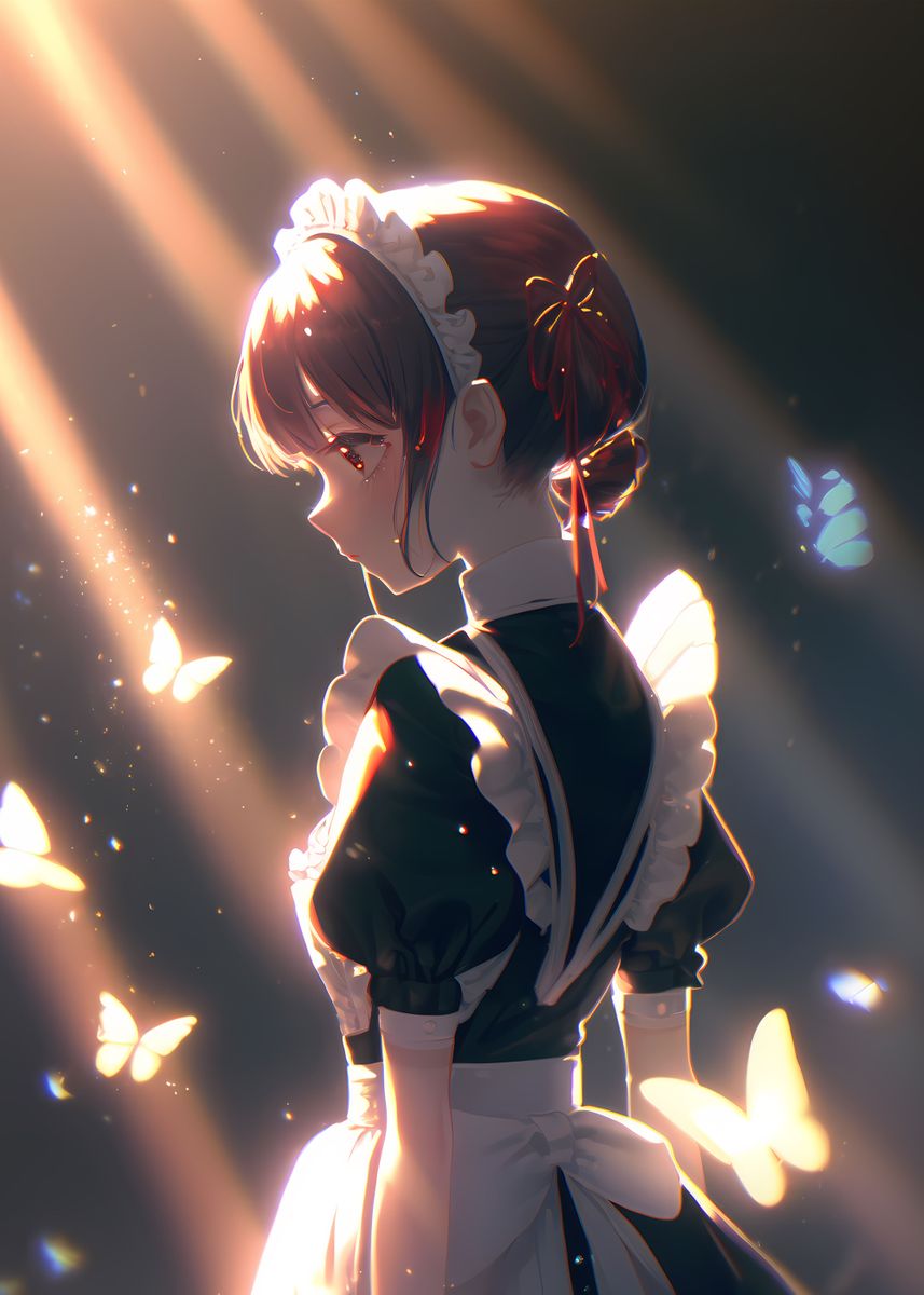 'anime girl maid' Poster, picture, metal print, paint by artH | Displate