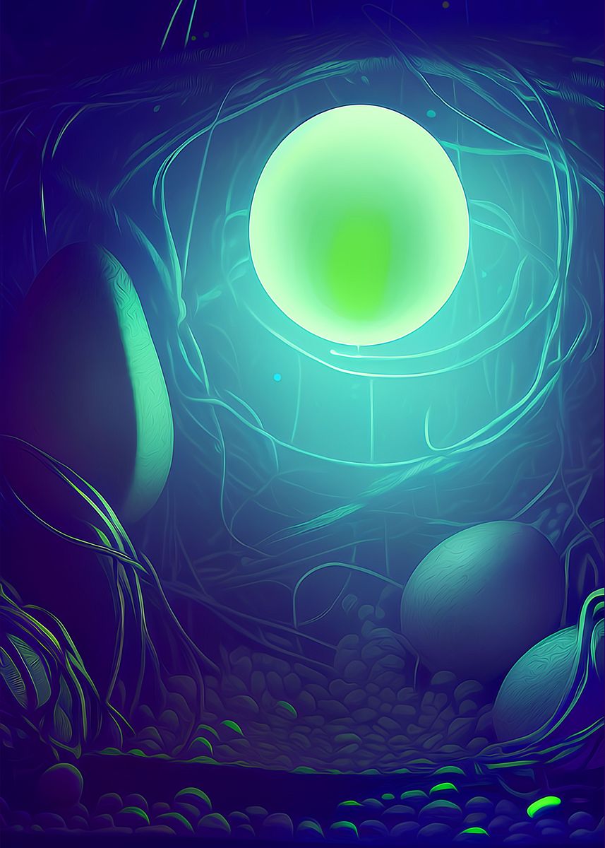 'Alien Egg II' Poster, picture, metal print, paint by NoMans | Displate