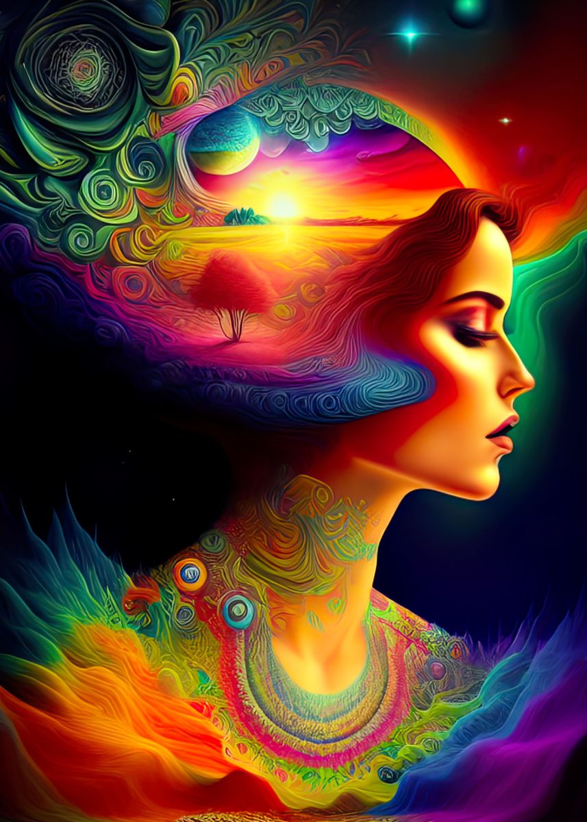 'Lady Synesthesia Percepts' Poster, picture, metal print, paint by Haru ...