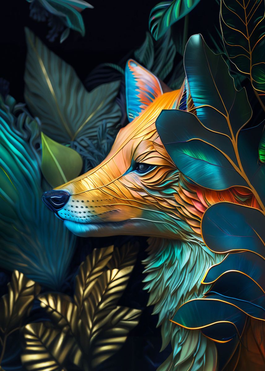 'Fantasy tropical fox' Poster by Arnaud Letailleur | Displate