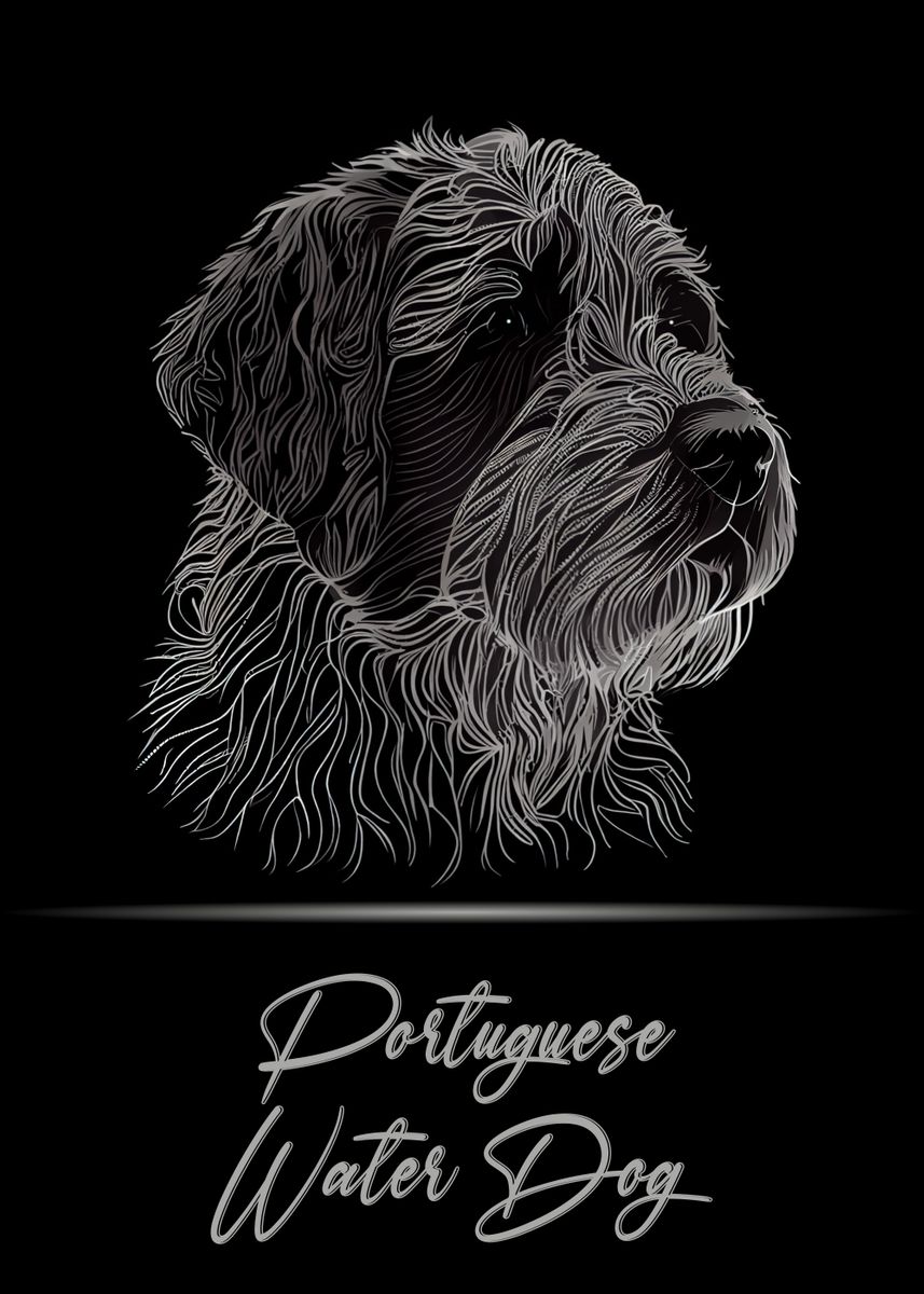 'Portuguese Water Dog' Poster, picture, metal print, paint by Artistic ...