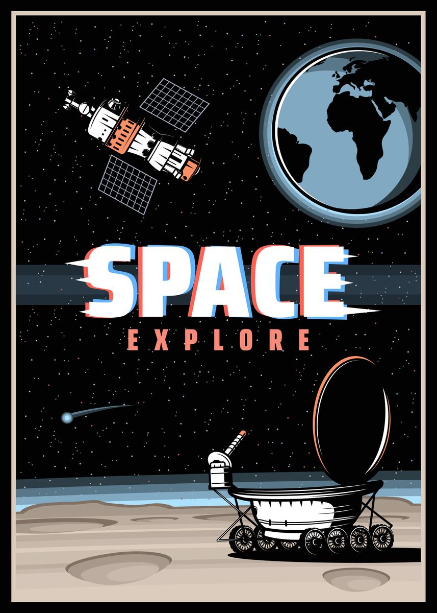 'Space Explore' Poster, picture, metal print, paint by 3am | Displate