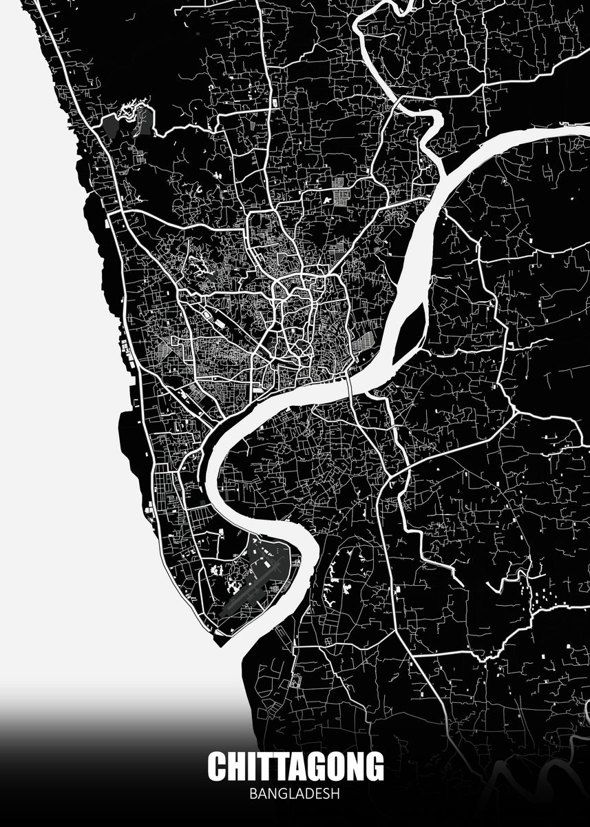 'Chittagong Bangladesh Map' Poster, picture, metal print, paint by Zake ...