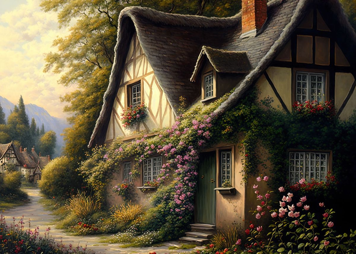 'Quaint Village' Poster by Morphic Prints | Displate