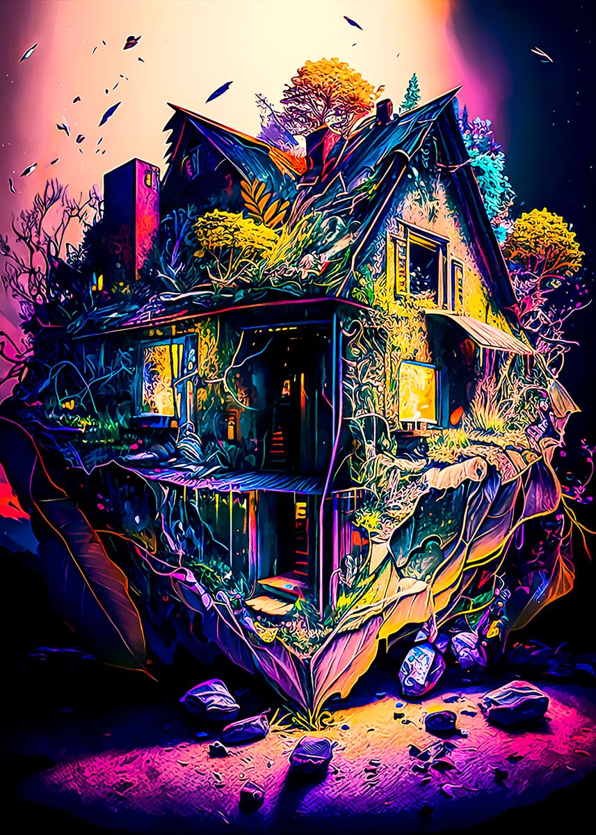 'Magic House' Poster, picture, metal print, paint by Kiner Art | Displate