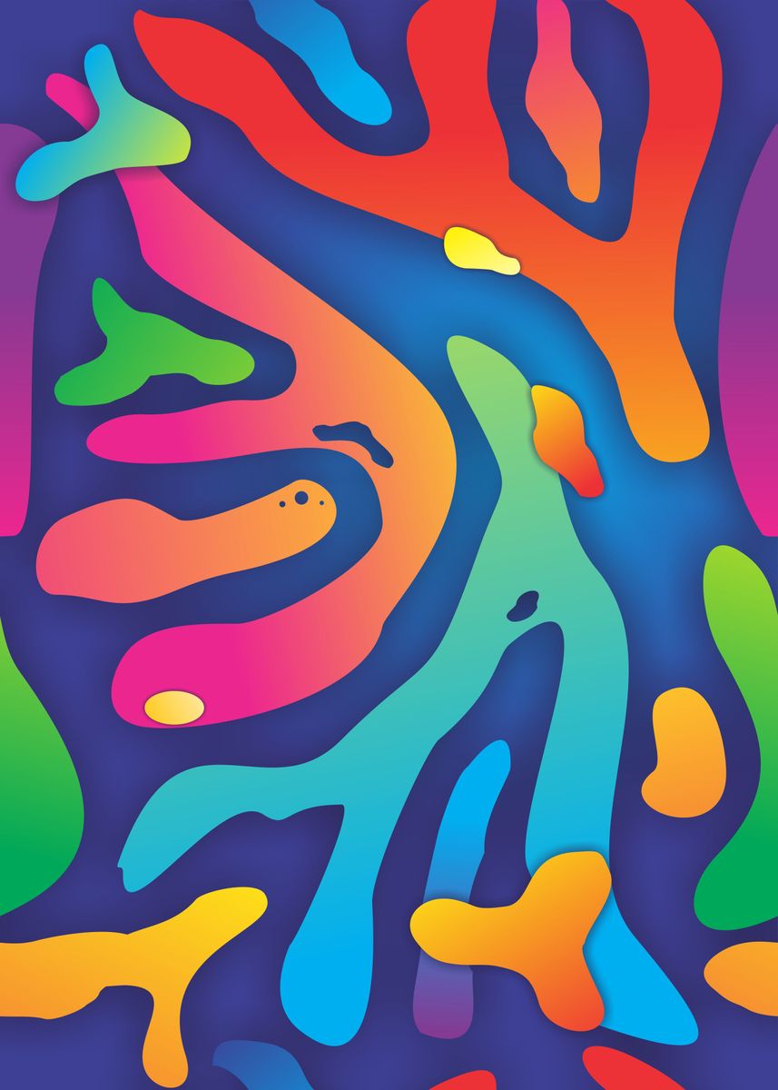 'ABSTRACK COLORFUL CORAL ' Poster, picture, metal print, paint by ...