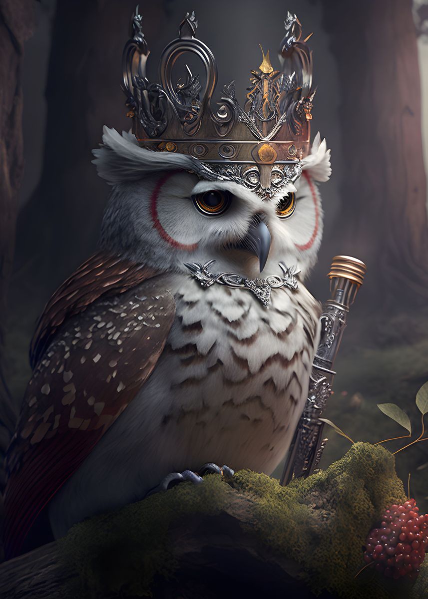 'Owl King' Poster, picture, metal print, paint by Jai Kingsdale | Displate