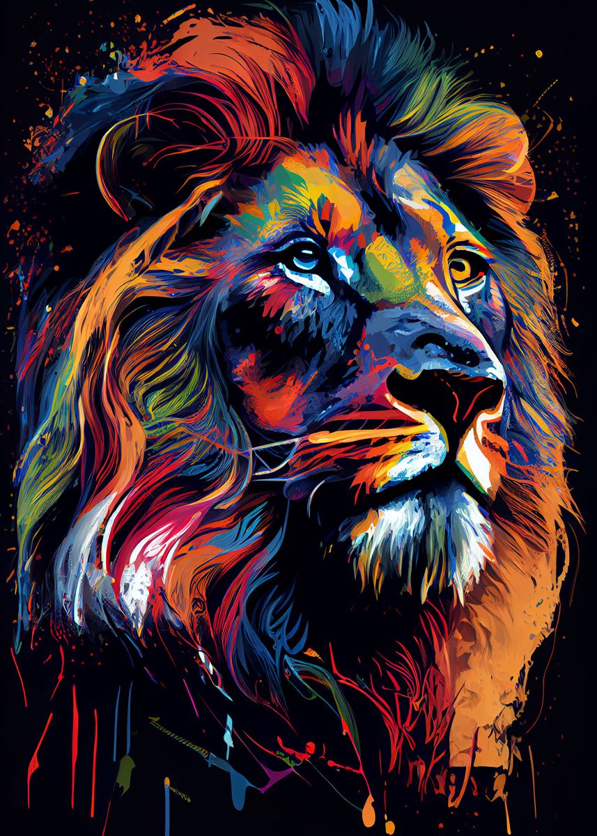 'Lion Color' Poster, picture, metal print, paint by DecoyDesign | Displate