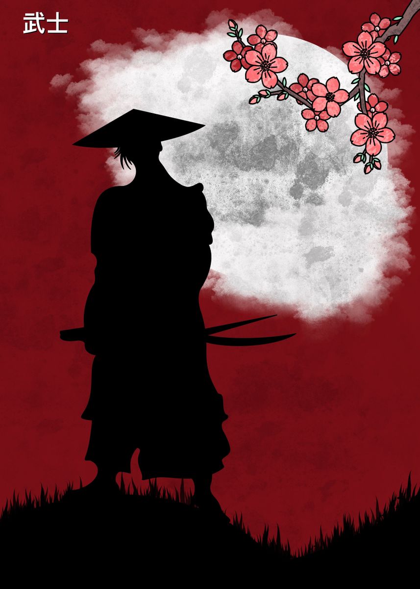 'Anime samurai moon light' Poster, picture, metal print, paint by Aiden ...