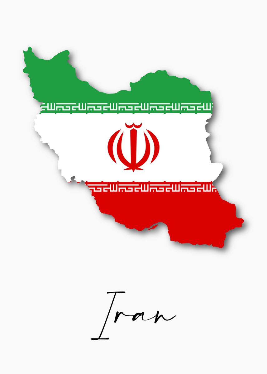 'Iran Country Map Flag' Poster, picture, metal print, paint by dkDesign ...