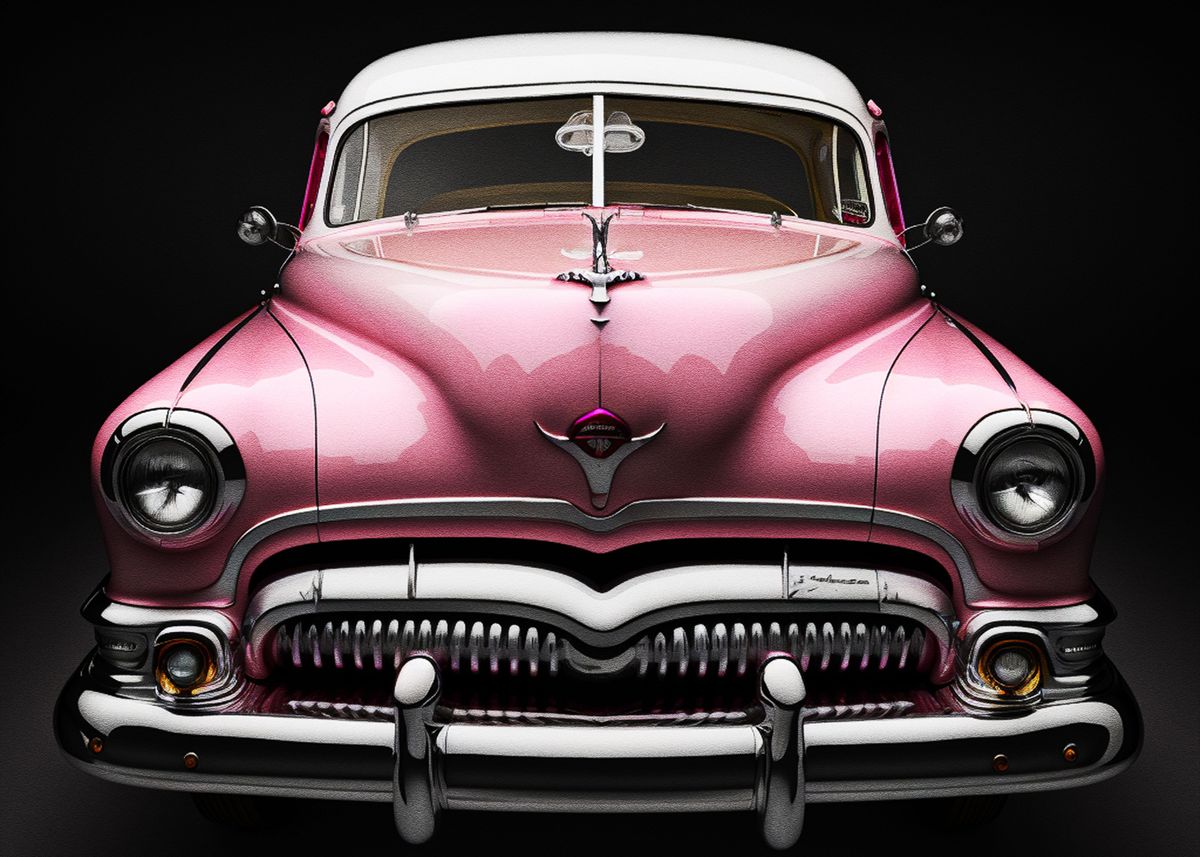 'Pink Vintage Car' Poster by Coffee Design | Displate
