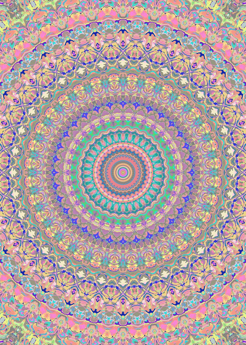 'Groovy Colorful Mandala' Poster, picture, metal print, paint by ...