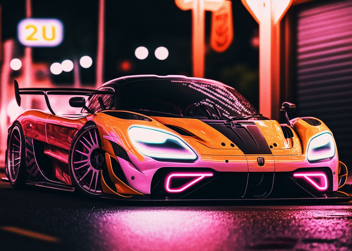 'Yellow Car Racing' Poster by Coffee Design | Displate