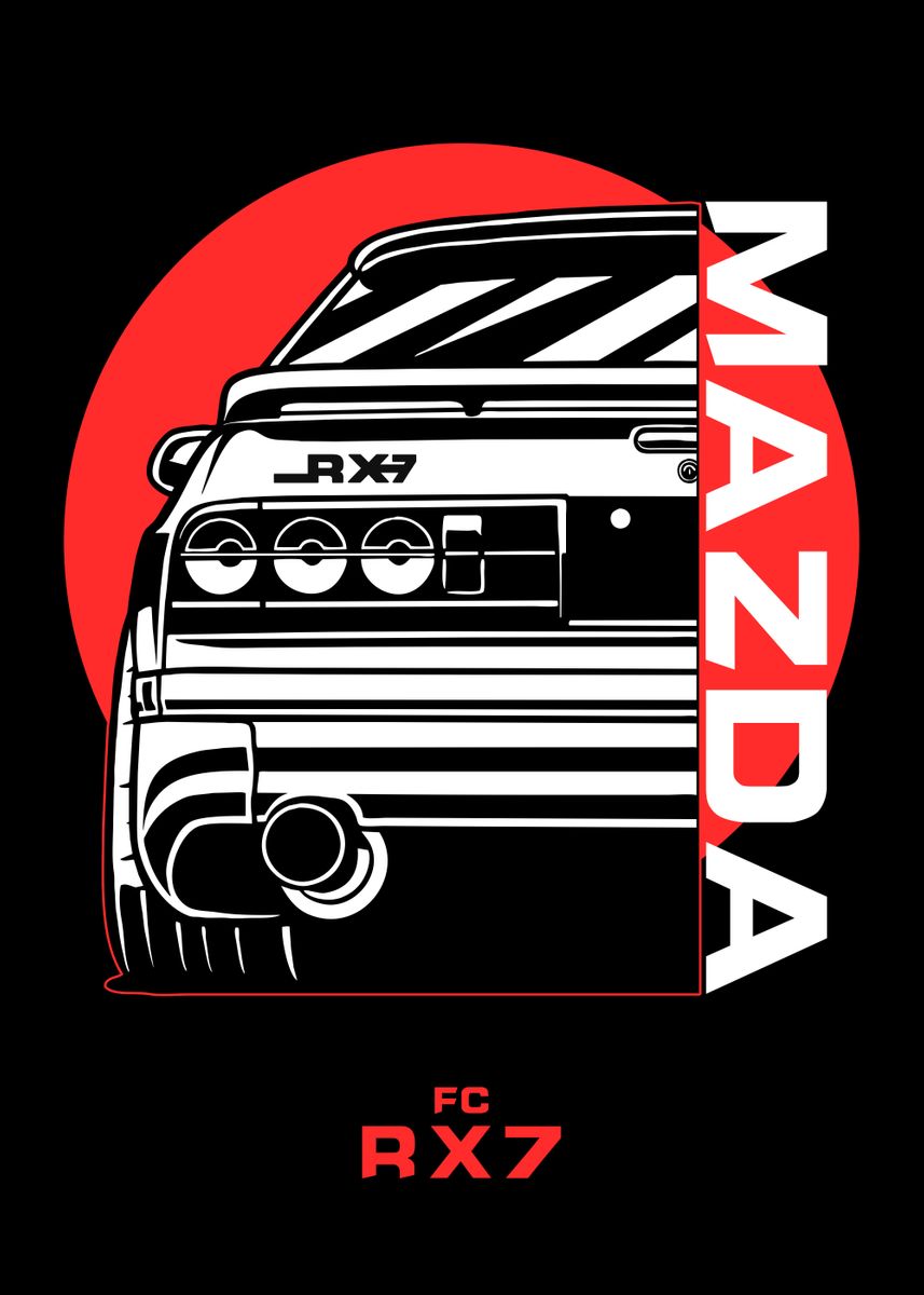 'Mazda RX7 FC' Poster, picture, metal print, paint by Faissal Thomas ...